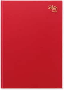 Letts Standard A4 day to a page 2024 diary - red : Amazon.co.uk ...