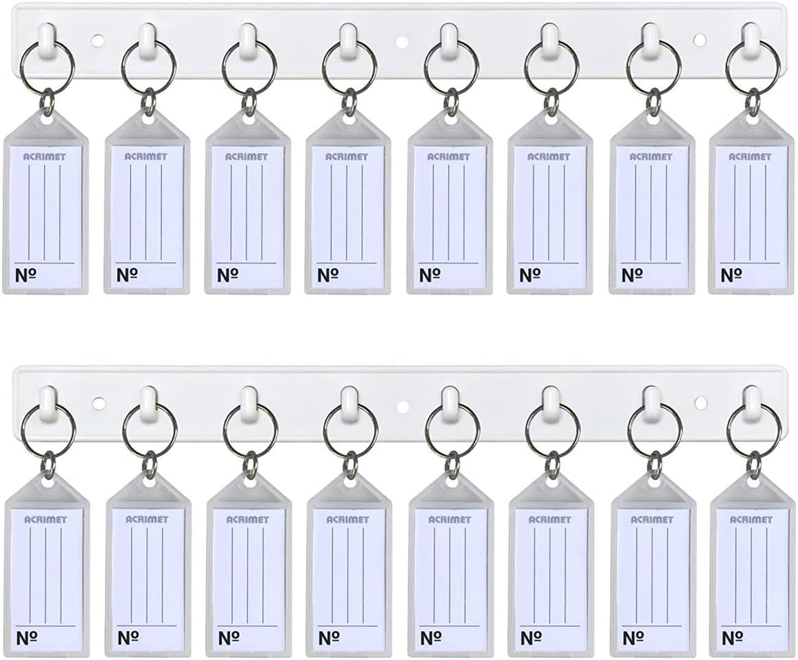Amazon.com : Acrimet Key Tag Rack w/ 8 Keyring Tags (Self-Adhesive Key ...
