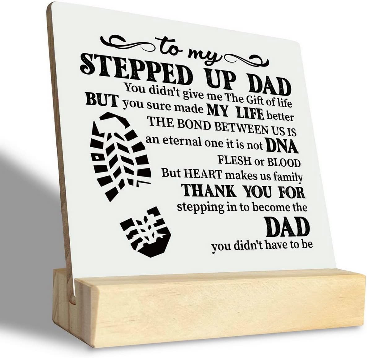 Amazon.com: Stepped Up Dad Gift Wooden Table Sign, Thank You for ...