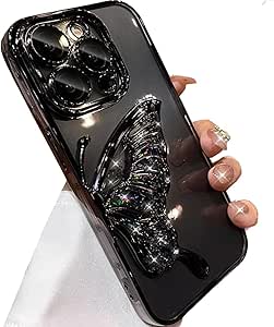 Amazon.com: AuroiCCY for iPhone 16 Pro Max Case Cute Bling Glitter Girly 3D Butterfly, Luxury ...