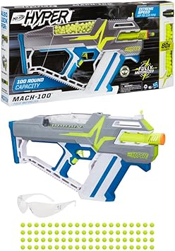Amazon.com: Nerf Hyper Mach-100 Fully Motorized Blaster, 80 Hyper ...