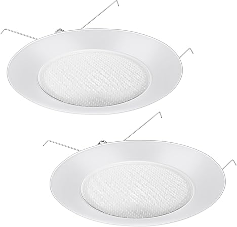 Glooglitter 2 Pcs 6 Inch Shower Trim Recessed Light Covers with Albalite Lens White Bathroom ...