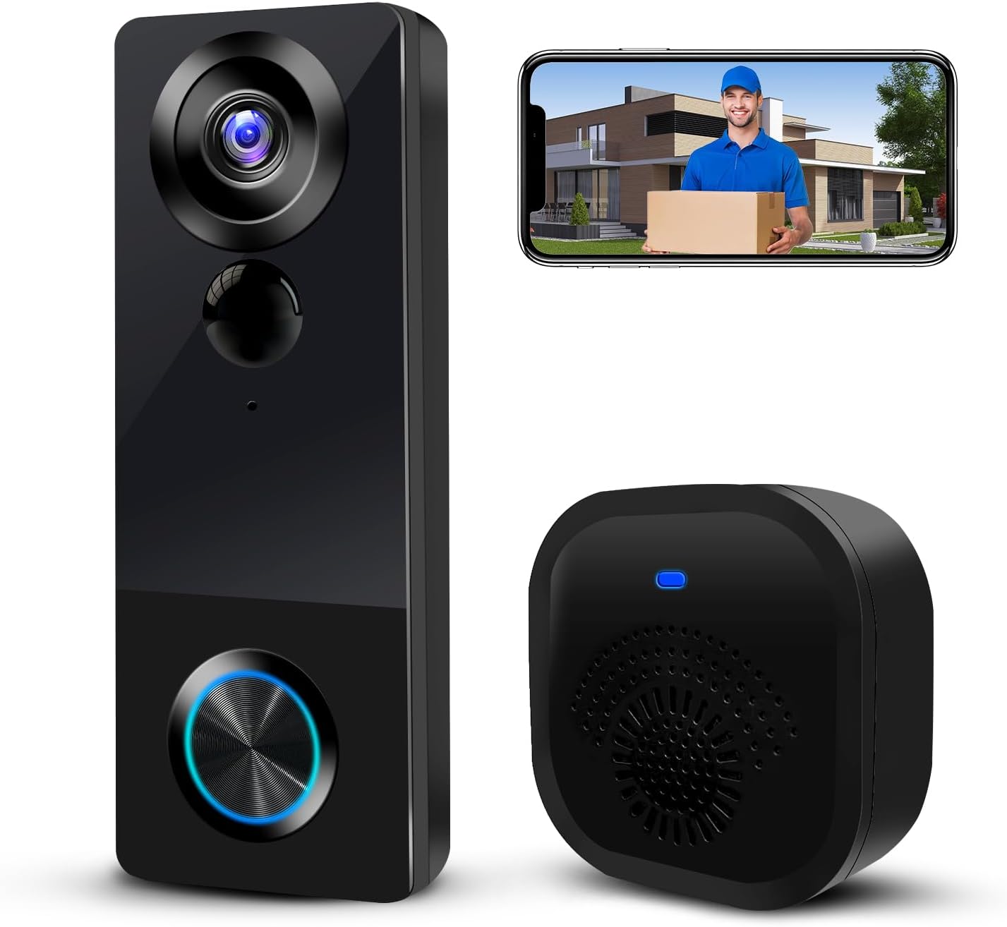 Wireless Video Doorbell Camera with Chime, 1080P HD Smart Door Bells ...