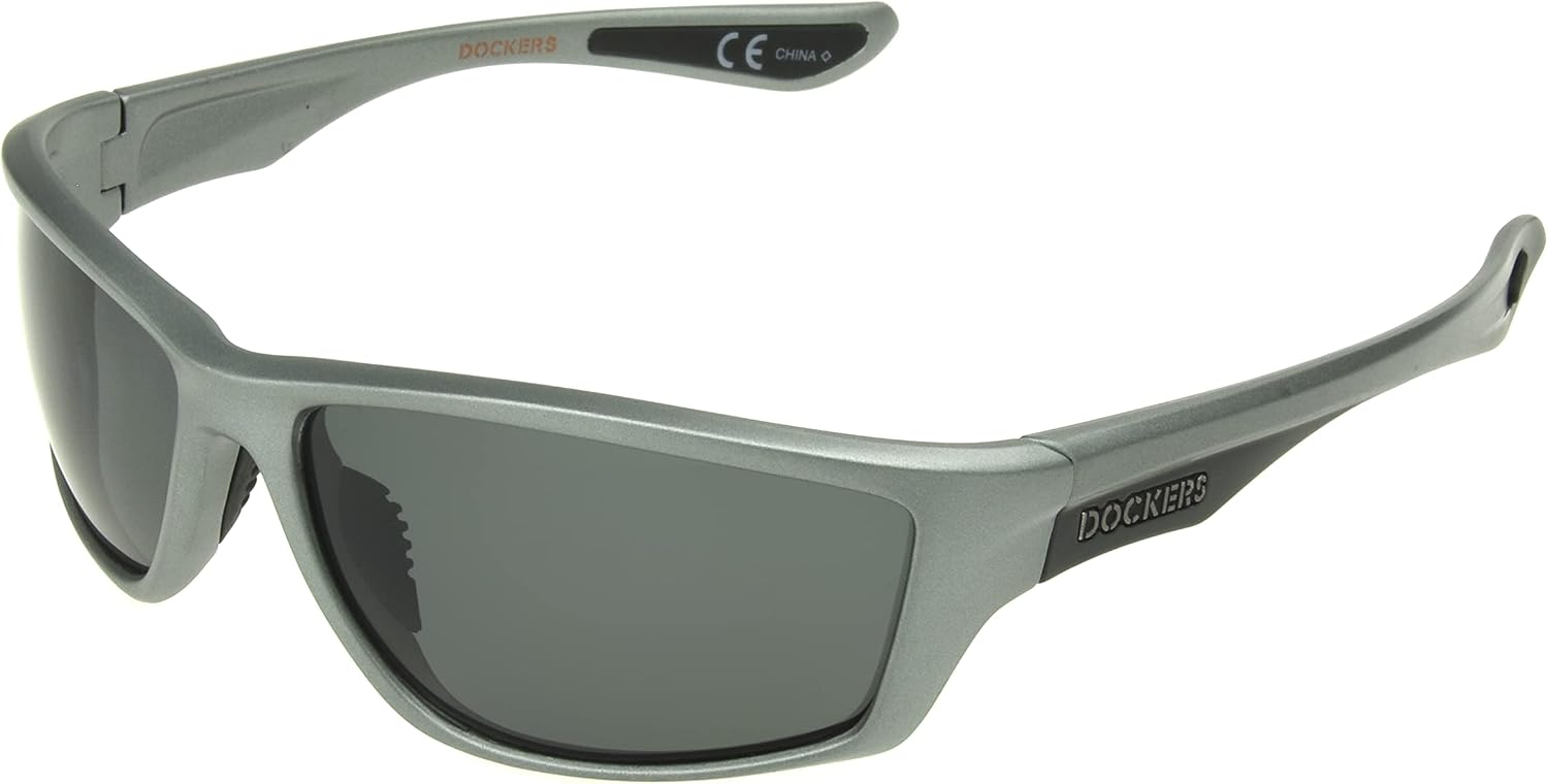 Amazon.com: Dockers Men's Gunner Sunglasses Polarized Wrap, Matte Grey ...