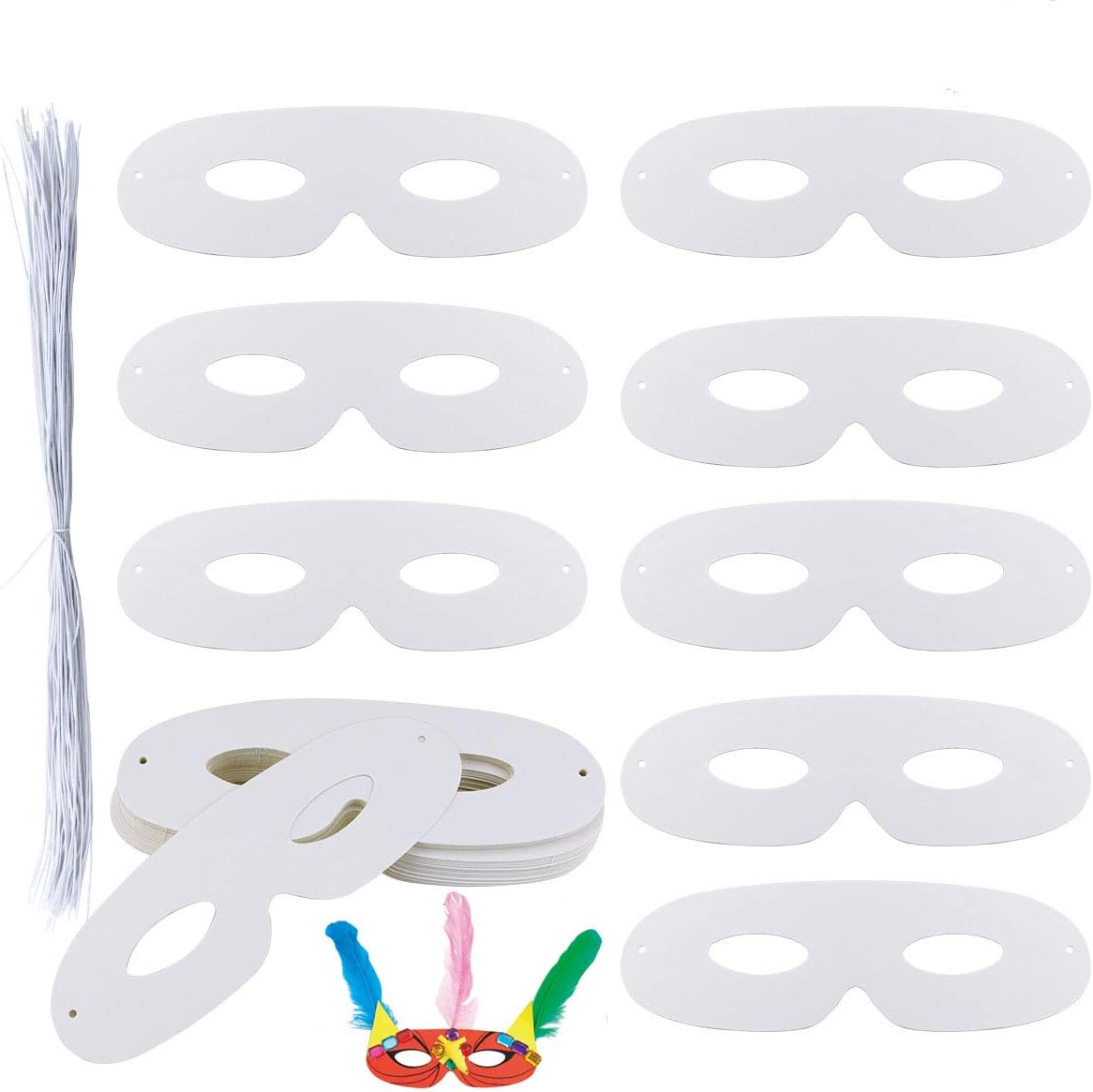 Amazon.com: Wpxmer 40 Pack White Paper Eye Masks, DIY Blank Plain ...