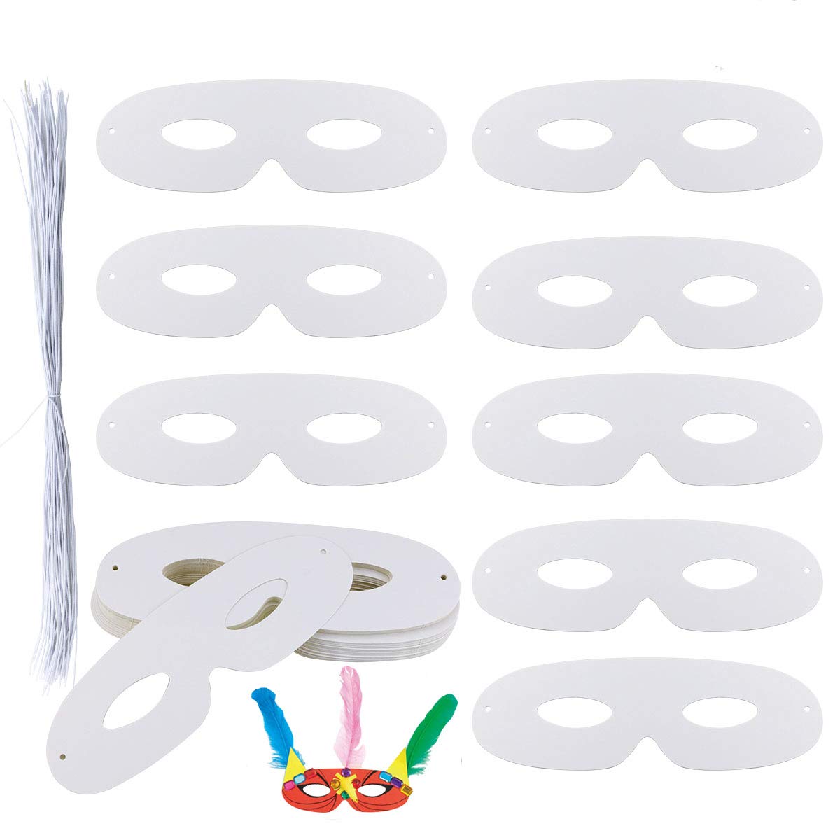 Amazon.com: Wpxmer 40 Pack White Paper Eye Masks, DIY Blank Plain ...