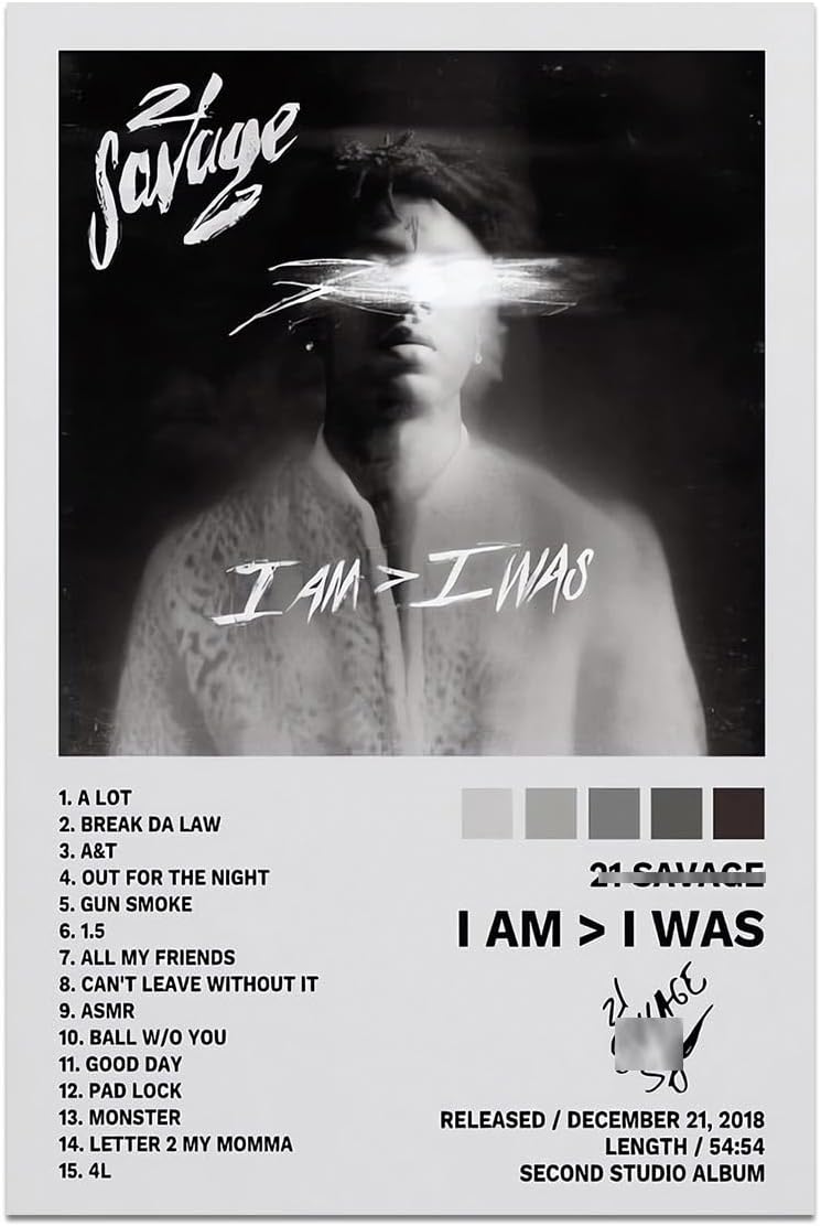 Amazon.com: 21 Savage Posters I Am I Was Album Poster Decorative ...