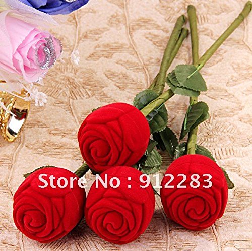 Generic 12pcs Red Rose Flower Velour Ring Display Showcase/Gift Box ...