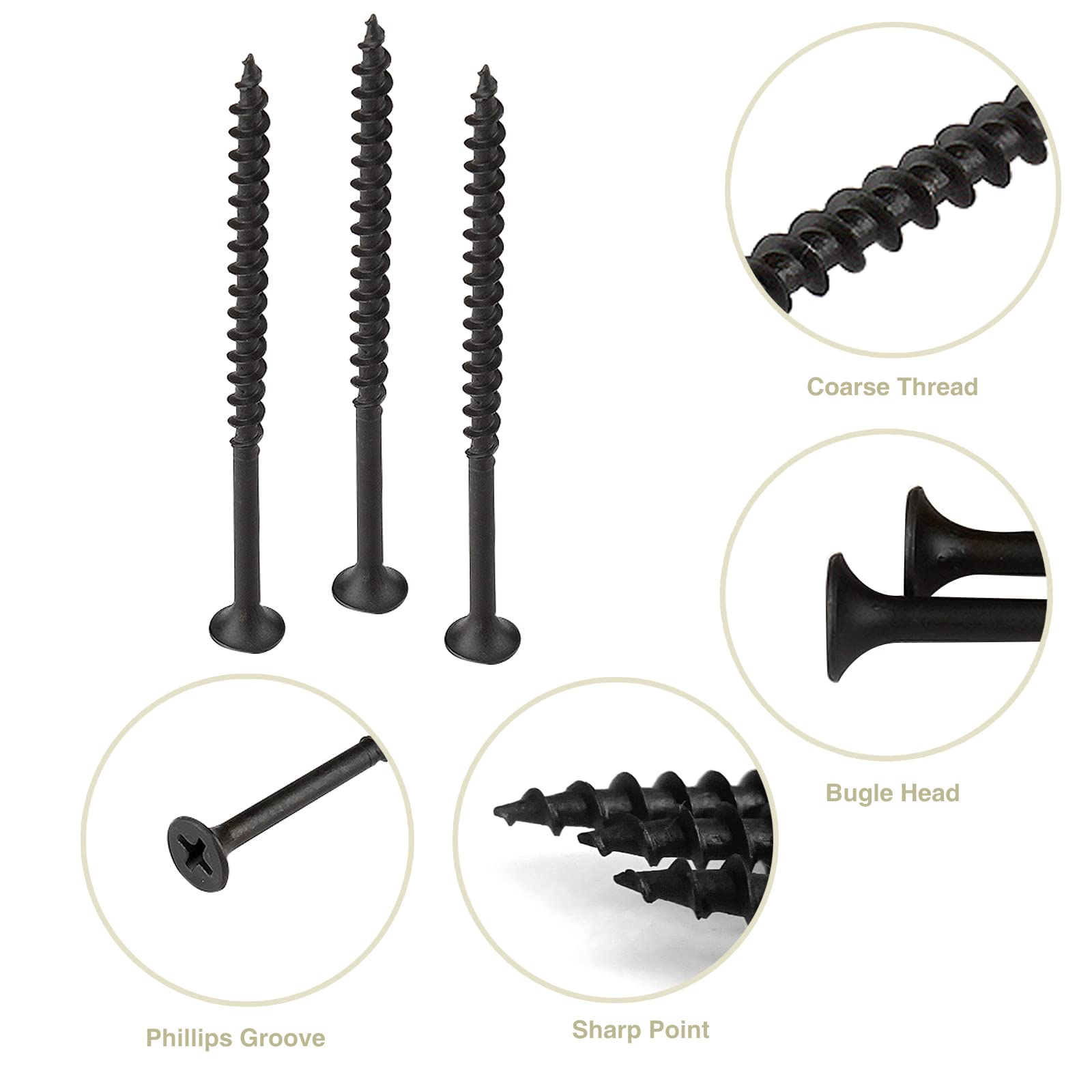 Snapklik.com : FASTENER TREE #8x3 Drywall Screws Coarse Thread Bugle ...