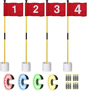 Amazon.com : KINGTOP Mini Golf Flagstick with RGB Hole Light, Practice ...