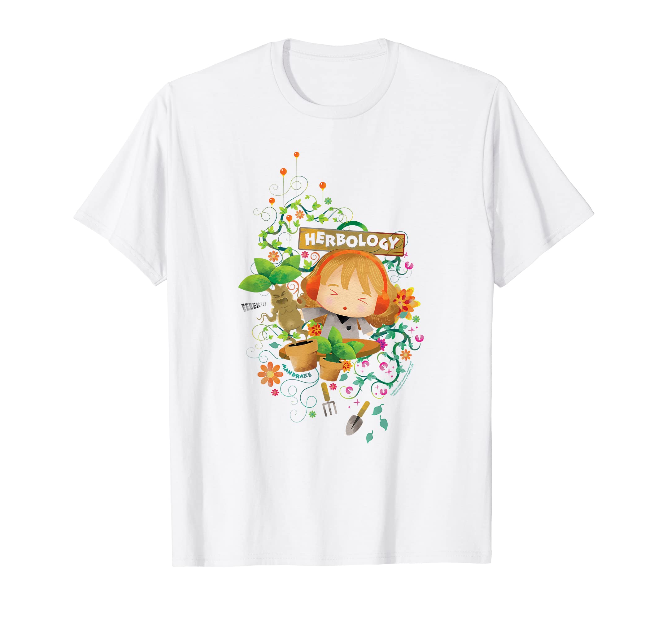 Amazon.com: Harry Potter Herbology Hermione Mandrake Chibi T-Shirt ...