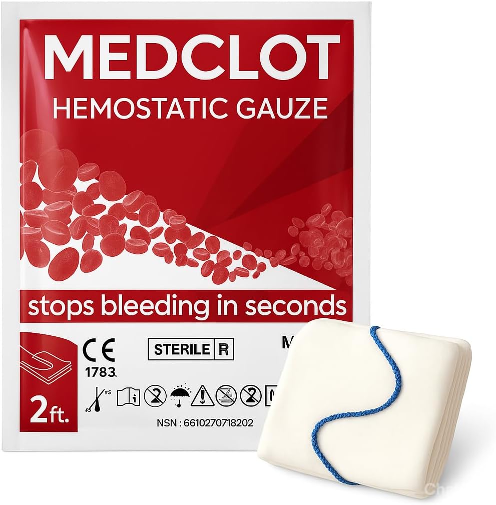 Amazon.com: MEDCLOT Hemostatic Gauze-Kaolin Hemostatic Dressing Stops ...