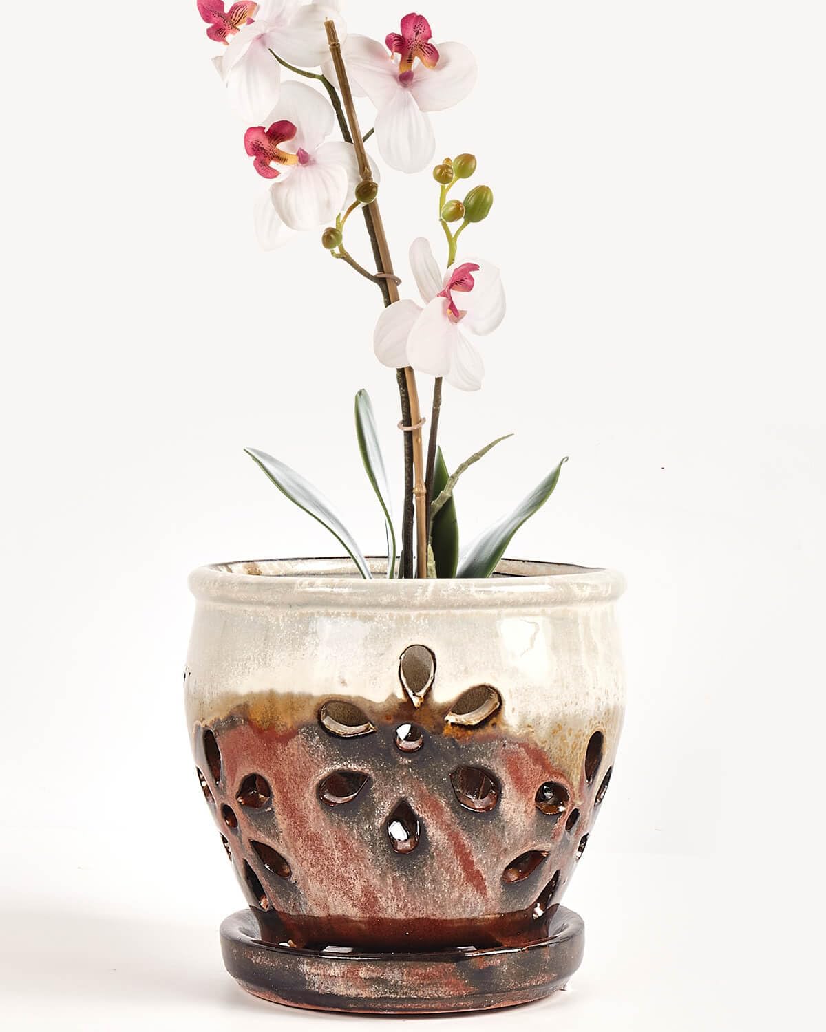 Amazon.com: vensovo 5 Inch Ceramic Orchid Pots with Holes and Saucers ...