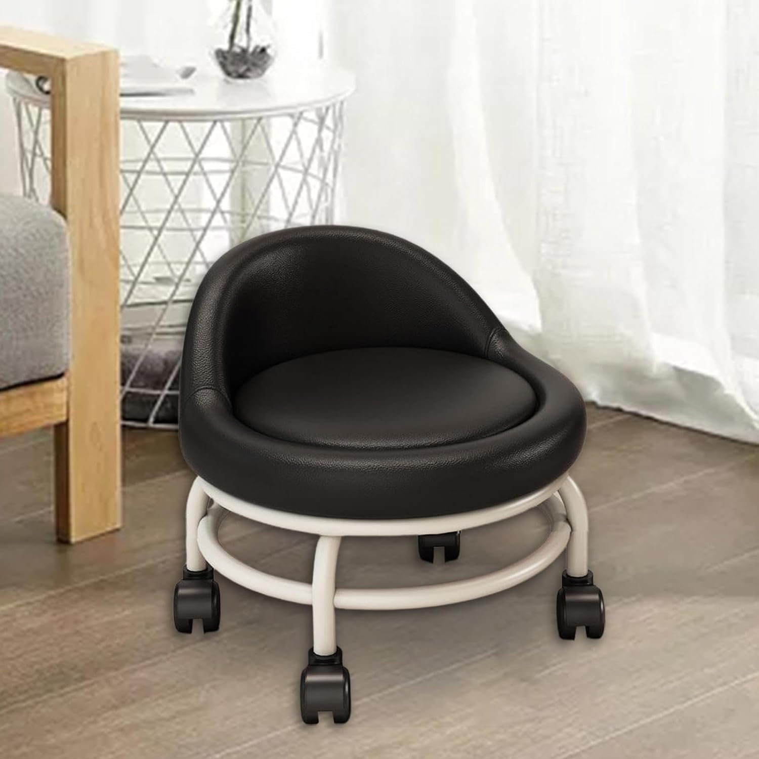 Garage Mechanic Stool Lanstics Low s On Wheels Chair Leather Cushion ...