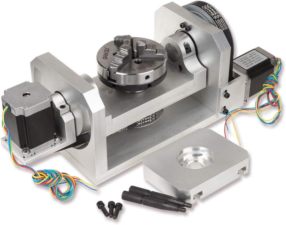 CNC Router Machine Rotary Table 4th & 5th Rotational Axis with Chuck & 57 2-Phase 250 oz-in ...