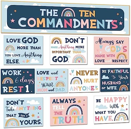 Amazon.com : Boho Ten Commandments Poster for Kids Sunday School ...