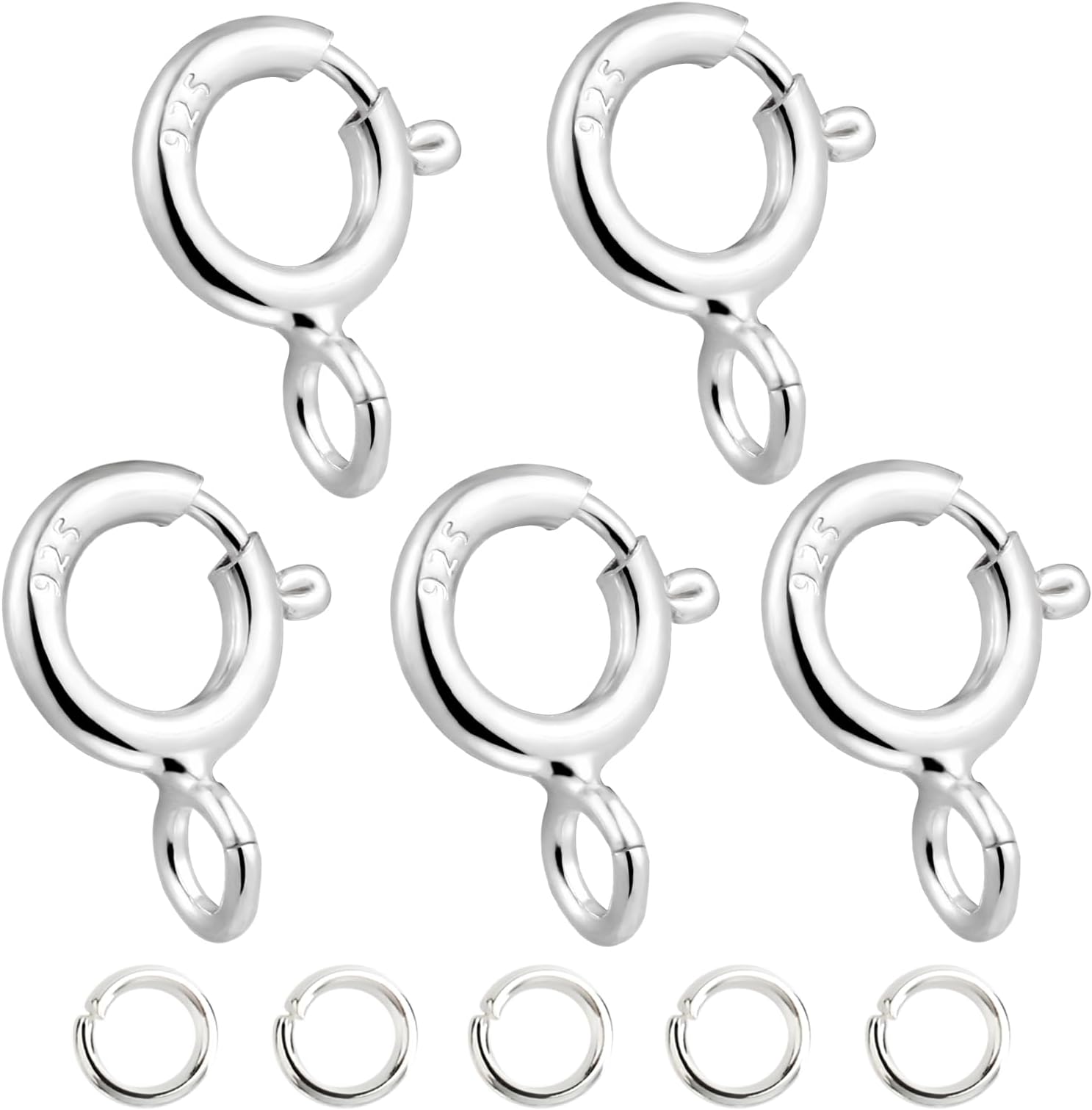 Amazon.com: 40Pcs 6mm Diameter Open Spring Ring Round Clasps Bracelet ...