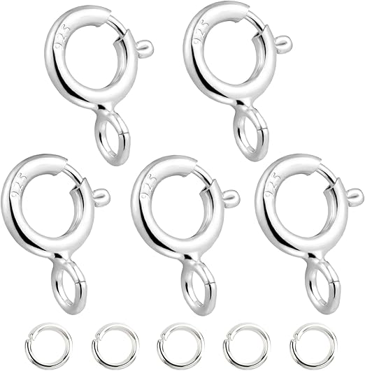 Amazon.com: LXVKOER 5MM Spring Ring Clasp for Jewelry Making - 925 ...