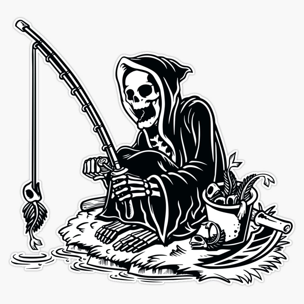 Amazon.com - I Will Never Stop Fishing Funny Fisher Skeleton Sticker ...