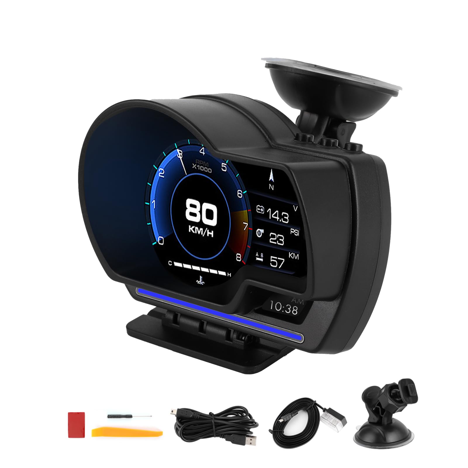 WODHMIEY Velocímetro Digital Auto OBD2+GPS HUD, Pantalla Universal HUD ...