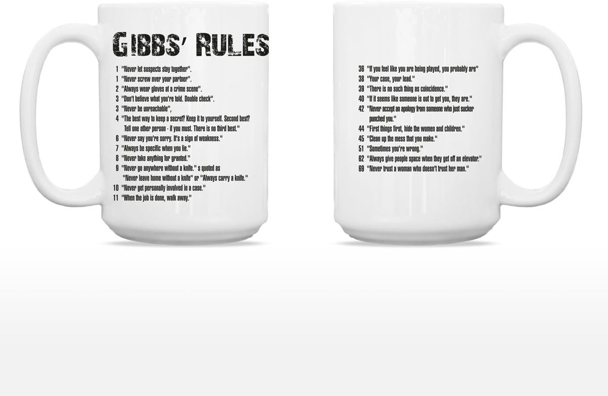 Amazon.com: CJ Artisans NCIS Gibbs' Rules Coffee Mug (All 38 Rules ...