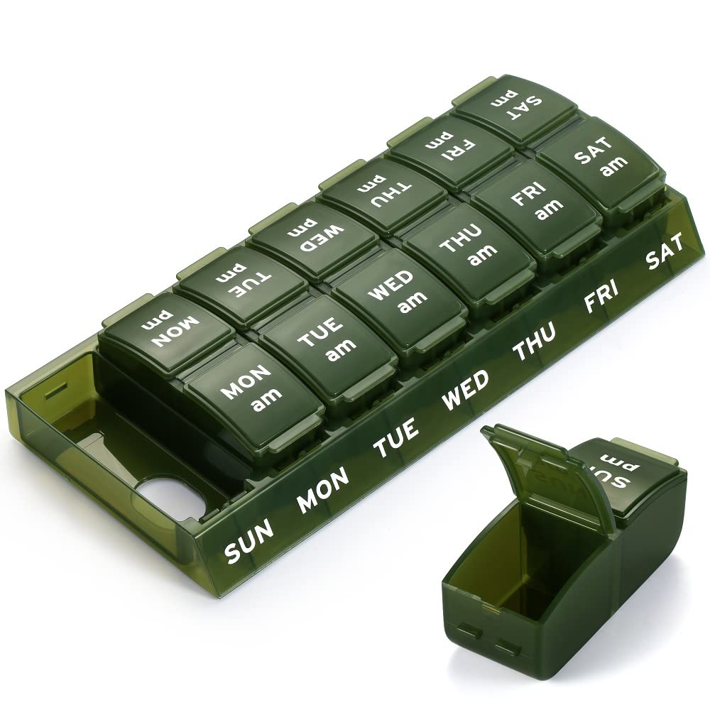 Extra Large Weekly Pill Organizer 2 Times a Day, Pill Box 7 Day Twice A ...