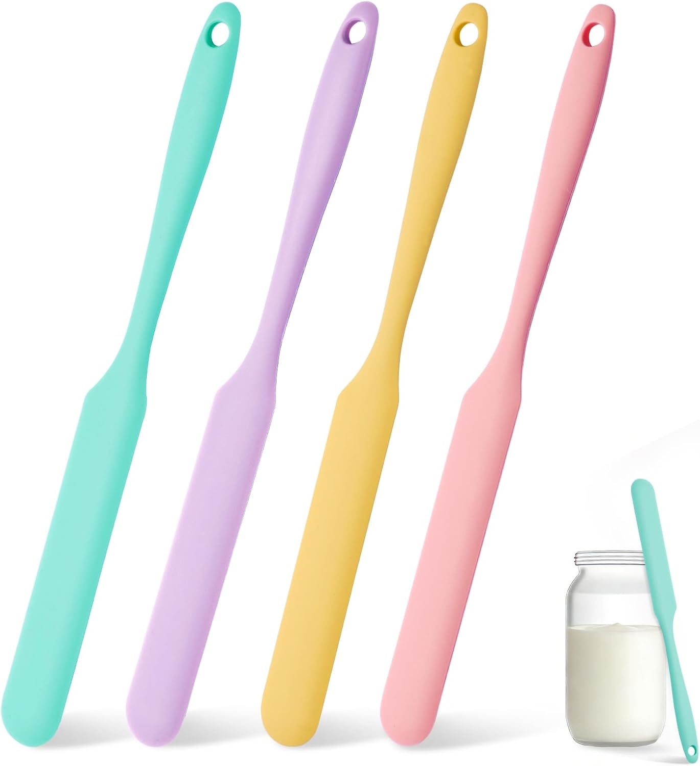 Amazon.com: 4 Pcs Silicone Jar Spatula Set, Sourdough Spurtle, Jar ...
