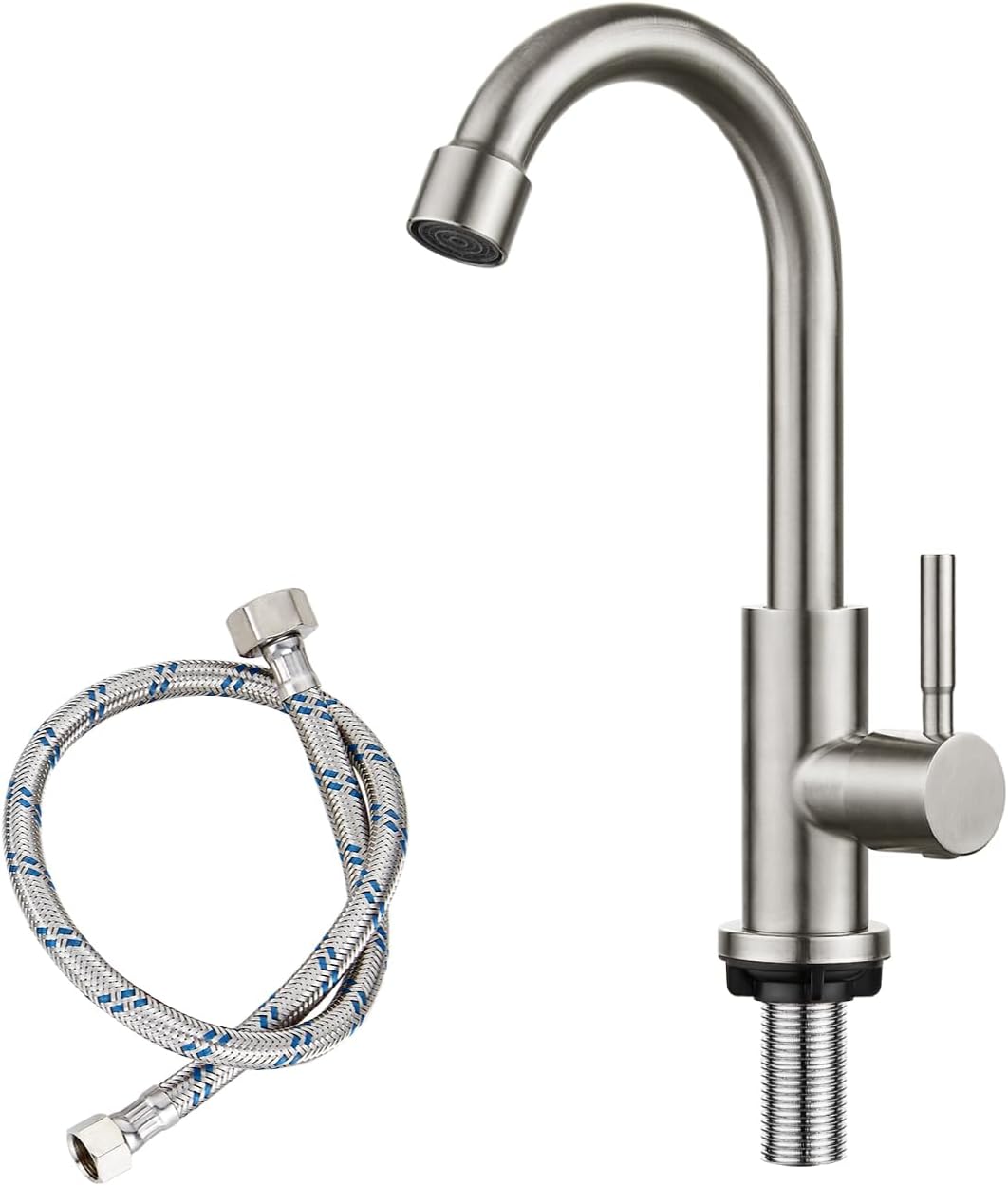 Cold Water Only Faucet 1 Hole Gooseneck Kitchen Sink Taps with 360 ...
