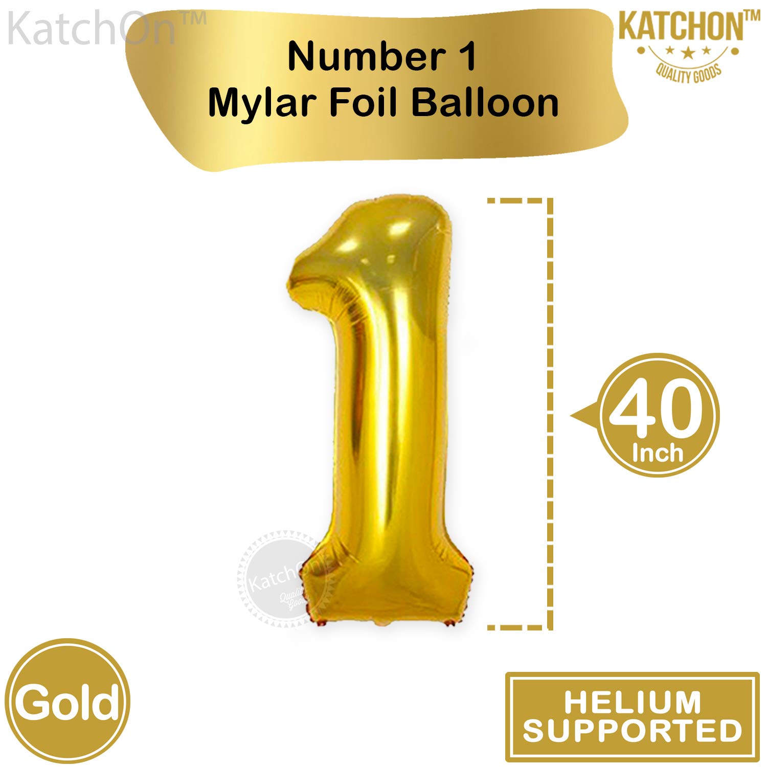 Gold Number 1 Balloon for First Birthday - Large, 40 Inch | Confetti ...