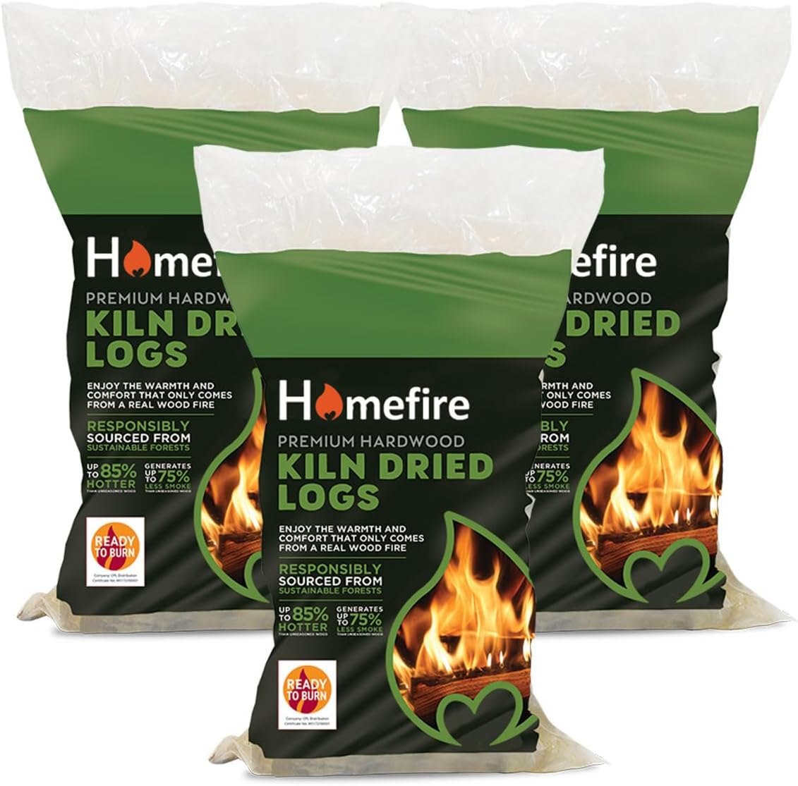 Homefire Kiln Dried Hardwood Logs,for Wood Burners, Open Fires, Multi ...