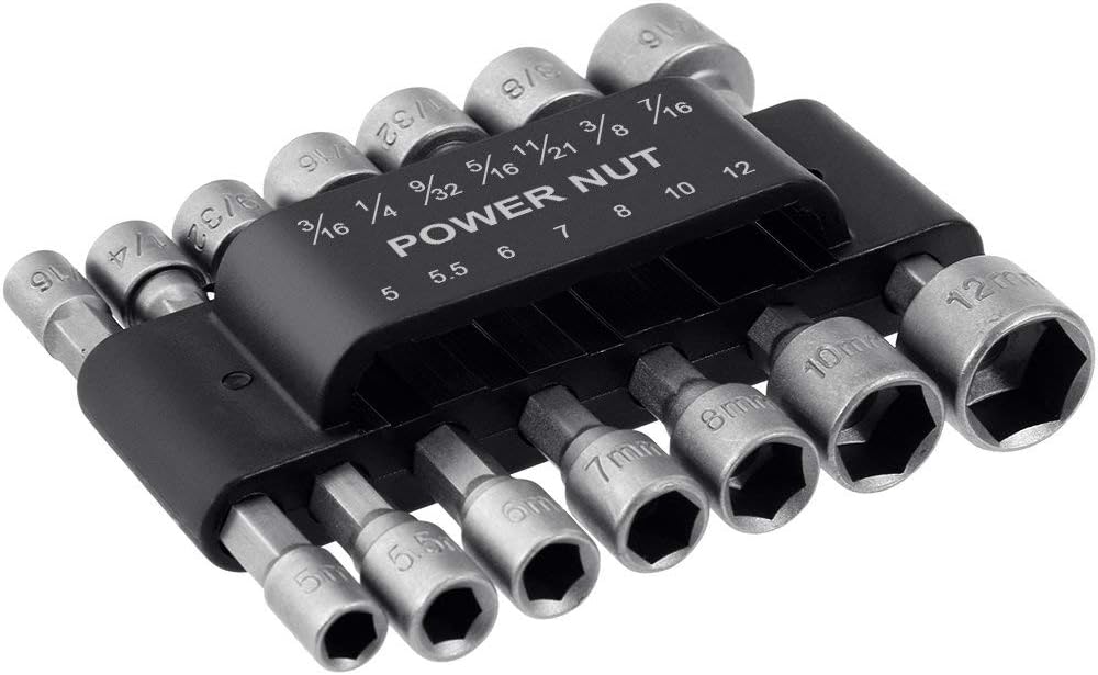 Rovtop 14 Pcs Nut Driver Set, 1/4'' Hex Shank Quick-Change Nut Driver ...
