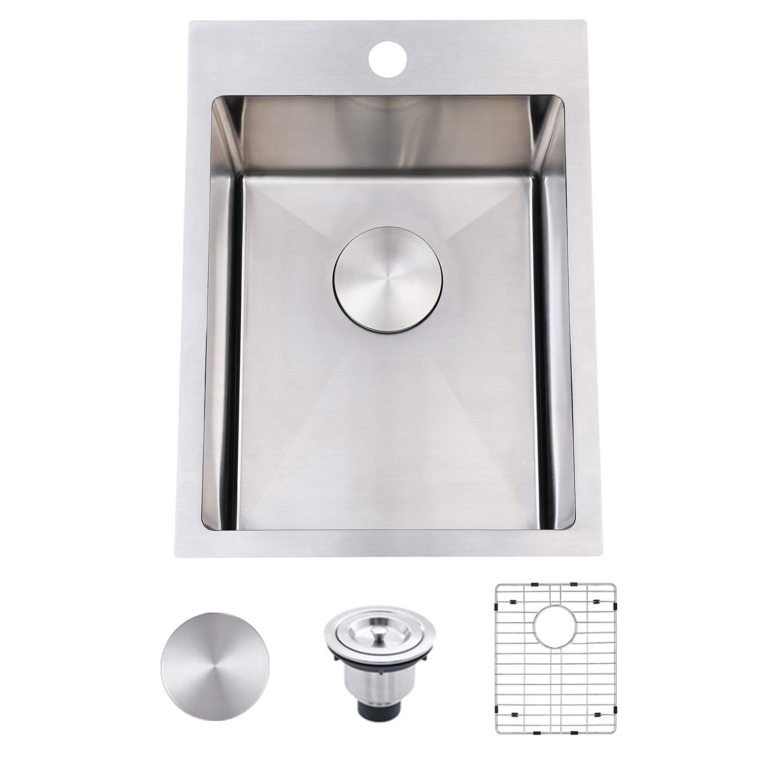SHACO 15x15 Inch Undermount Bar Sink,15 Inch Stainless Steel Single ...