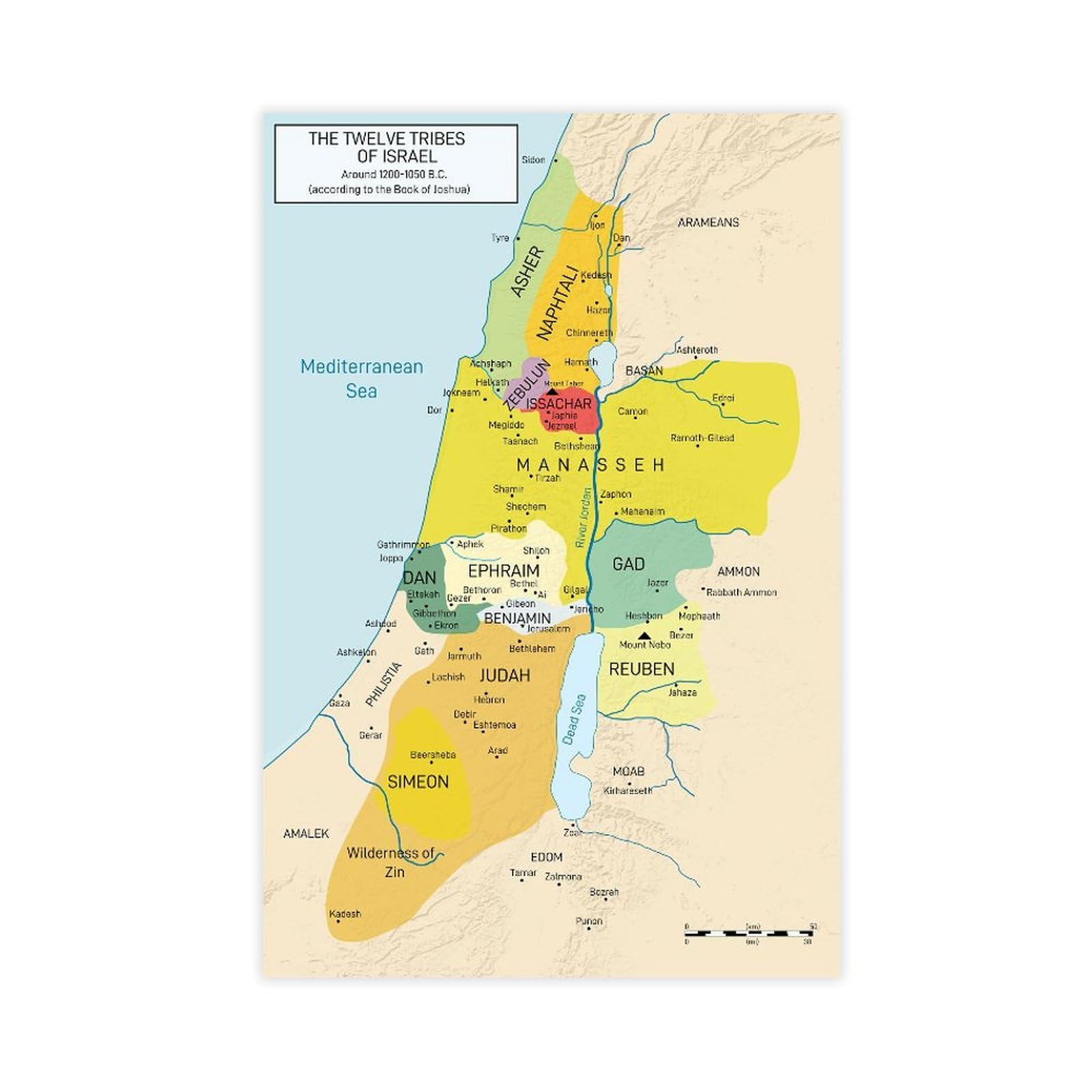 Amazon.com: Fyzuf Bible Maps 12 Tribes of Israel Map Great Awakening ...