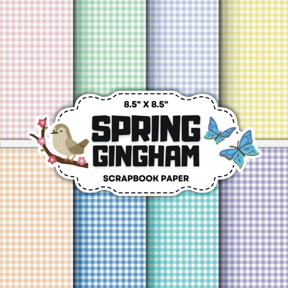 Spring Gingham Scrapbook Paper Collection: Decorative Double-Sided ...