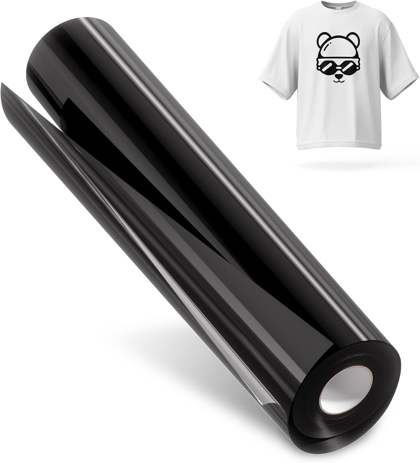 Amazon.com: Hisiu Heat Transfer Vinyl(12""x15ft Black HTV) -Black Vinyl ...