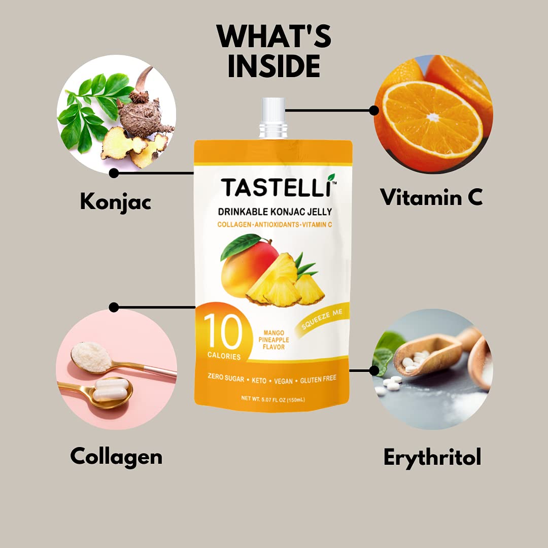 Buy TASTELLI KONJAC Jelly: 10 Calories, Zero Sugar, Enhanced Collagen ...