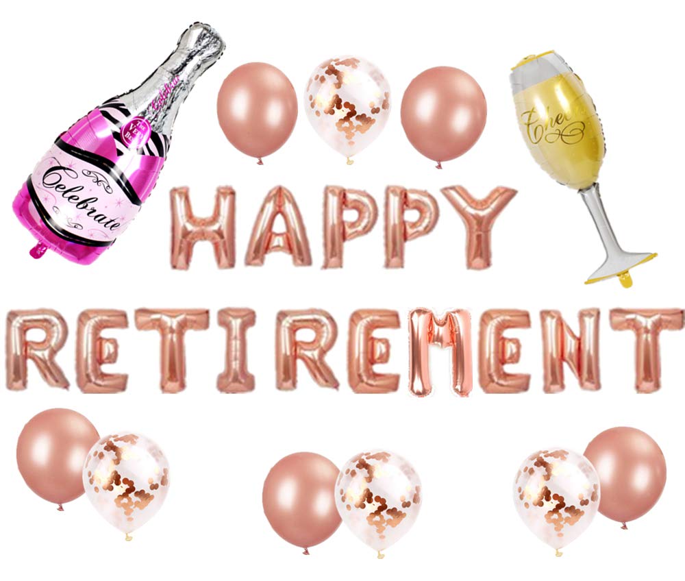 Buy JeVenis Set of 18 Rose Gold Happy Retirement Balloons Happy ...