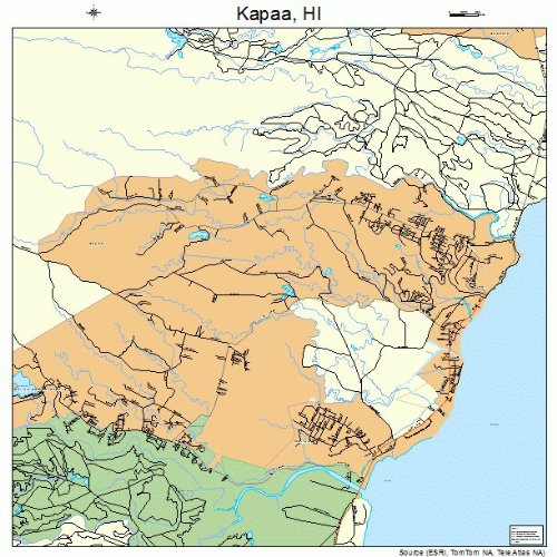 Amazon.com: Large Street & Road Map of Kapaa, Hawaii HI - Printed ...