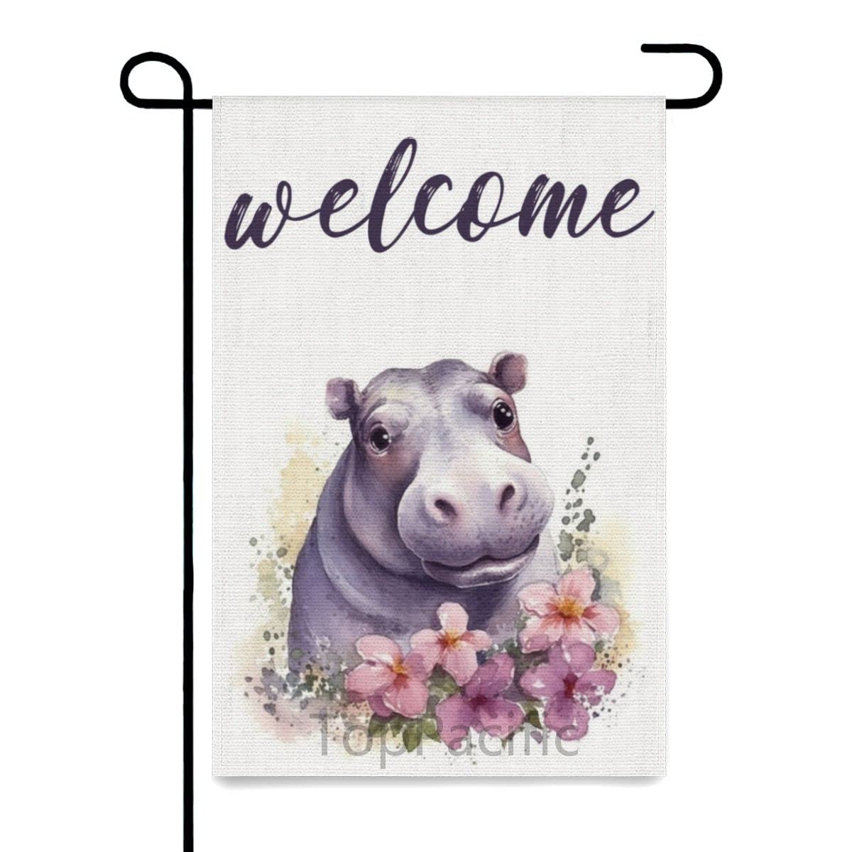Amazon.com : TopPacific Hippopotamus Welcome Fall Garden Flag Double ...
