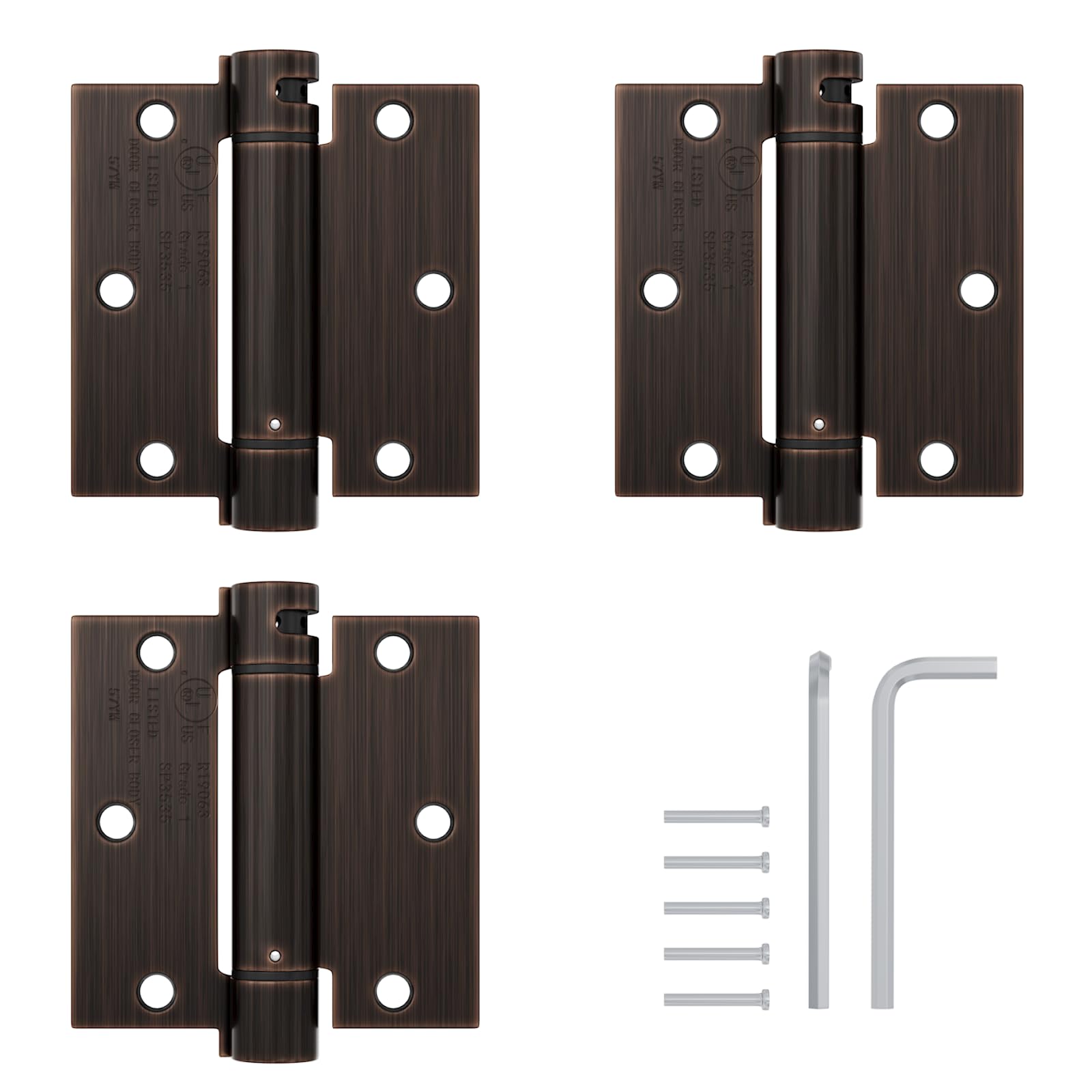 Haidms 3Pack Bronze Door Hinges 3.5 Inch Self Closing Spring Door ...