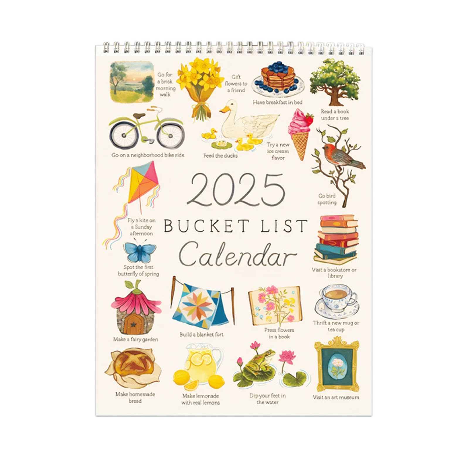 2025 Bucket List Calendar 12 Months Spiral Wire Bound Wall Calendar The ...