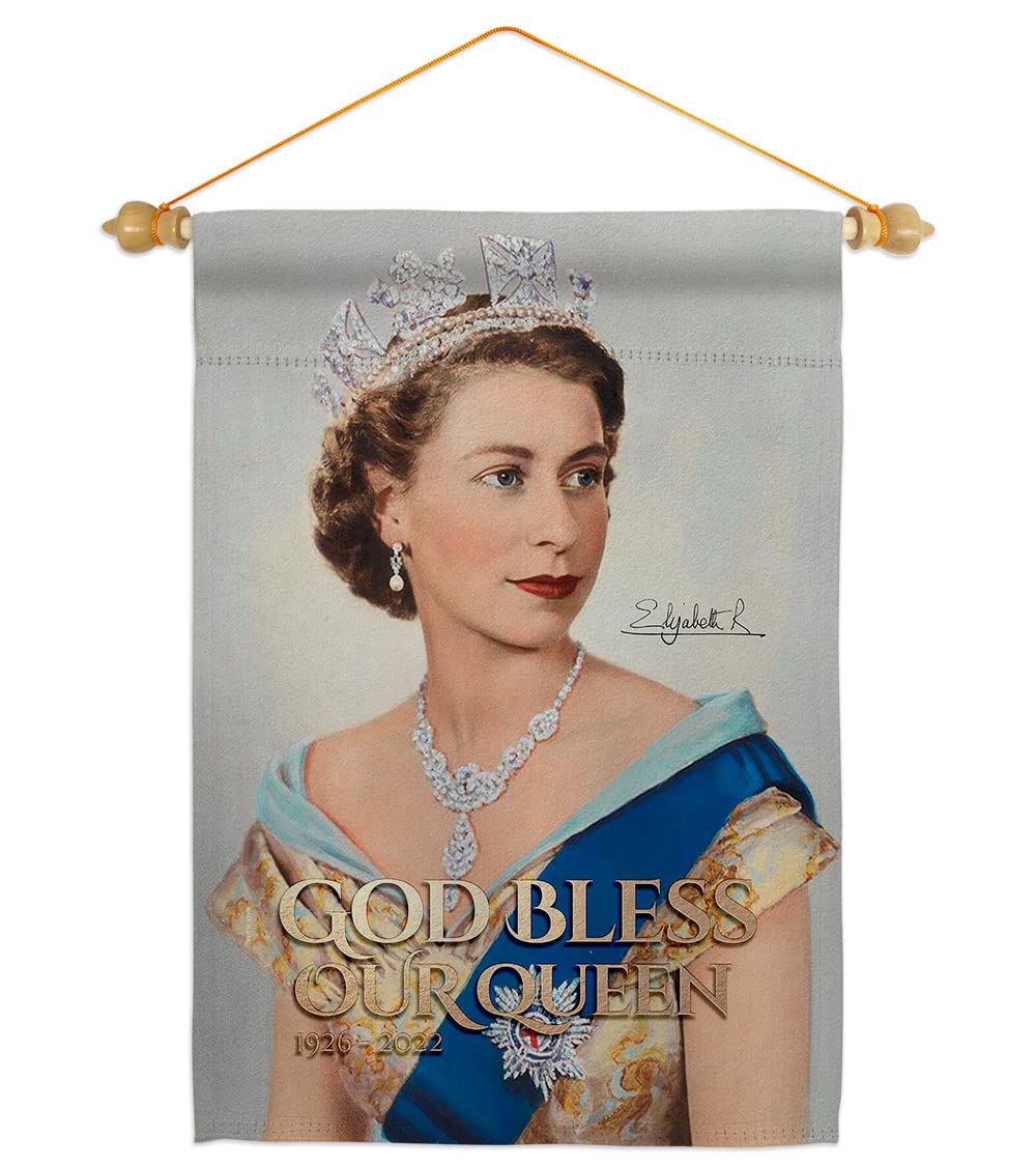 Amazon.com : Queen Elizabeth II Flag Set Wood Dowel Sweet Life Sympathy ...