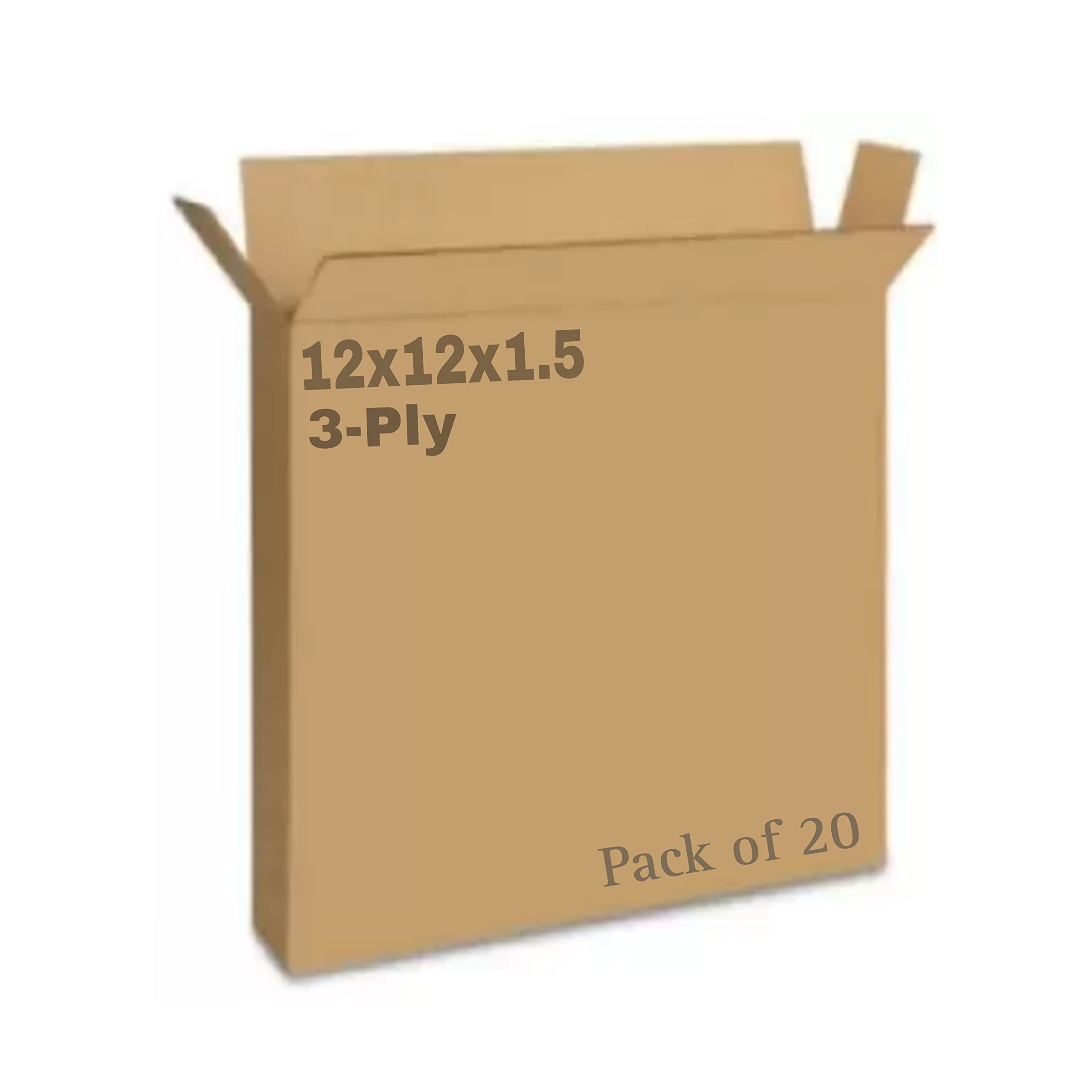 Porpoise 3-Ply 12x12x1.5 inch 20 piece Corrugated Box Cardboard Packing ...