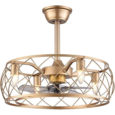 Amazon.com: 20" Gold Ceiling Fan with LED Light Remote Control, 3-Speed ...