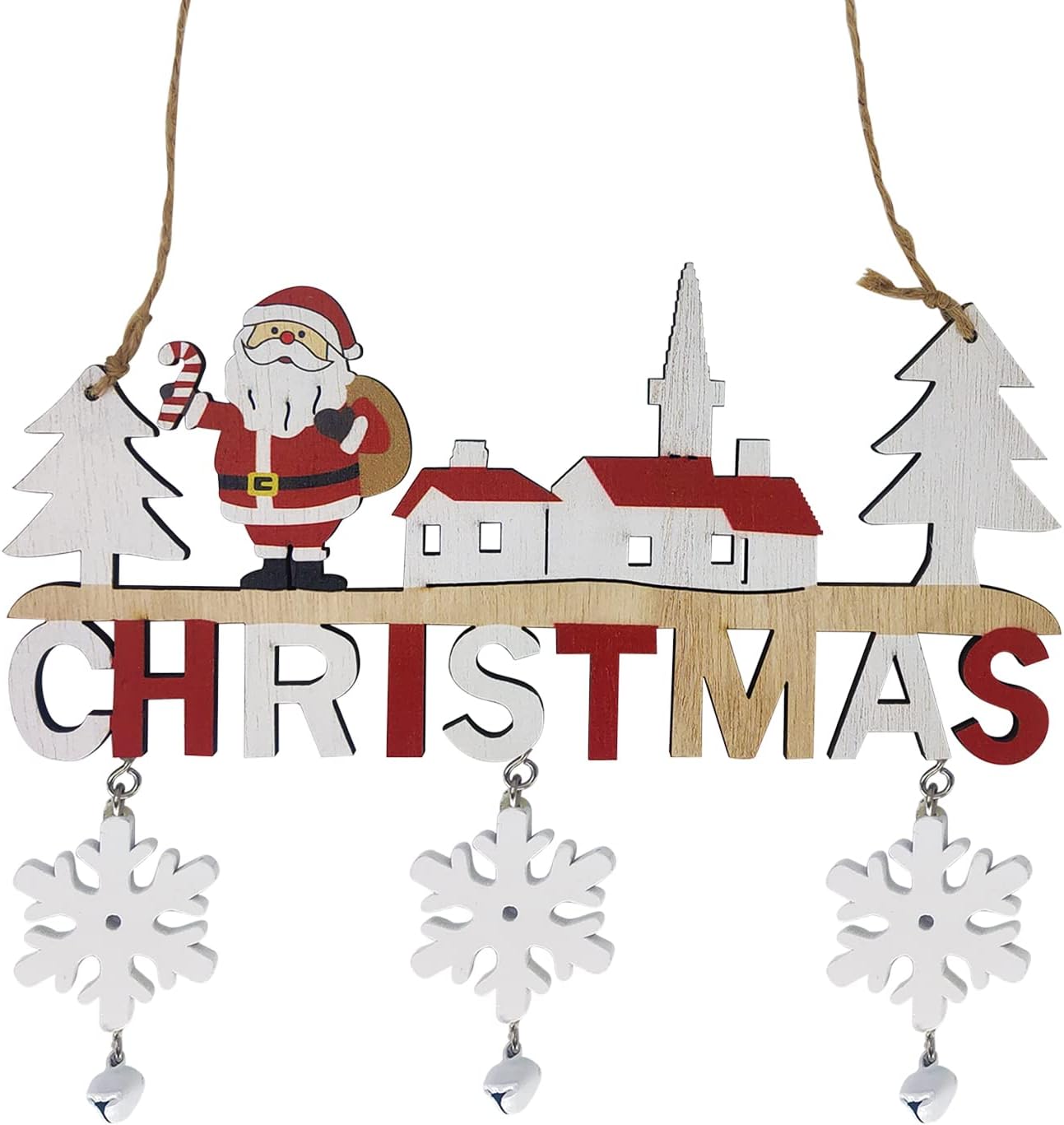 Wooden Christmas Decorations, Christmas Plaque Sign Door Hanging Sign ...