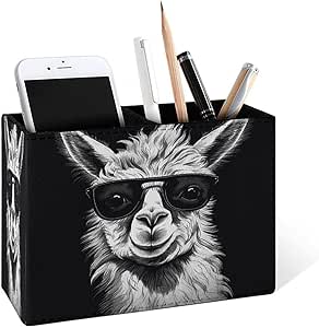 Amazon.com: Famame Glasses Black And White Llama Pencil Holder for Desk ...