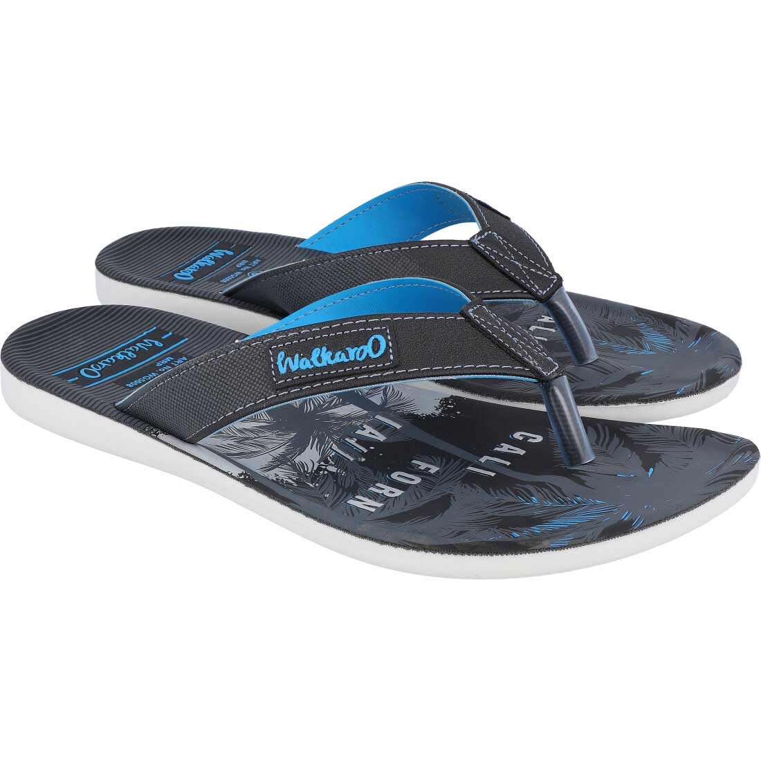 Buy Walkaroo Men's Synthetic Leather Blue Slippers - 9 UK (WG5008) at ...