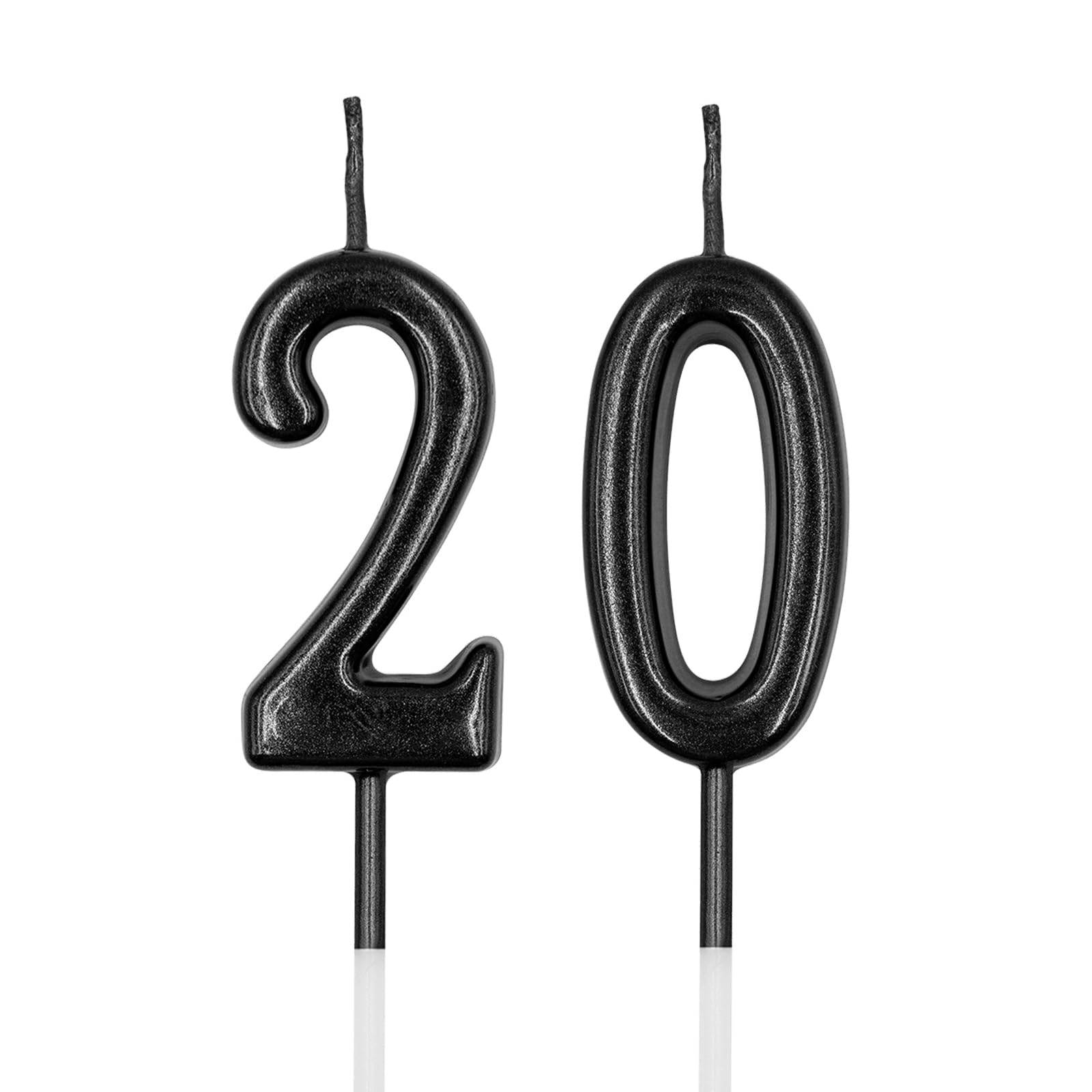 Amazon.com: 20th Birthday Candles, Black Number 20 Candle for Cake ...