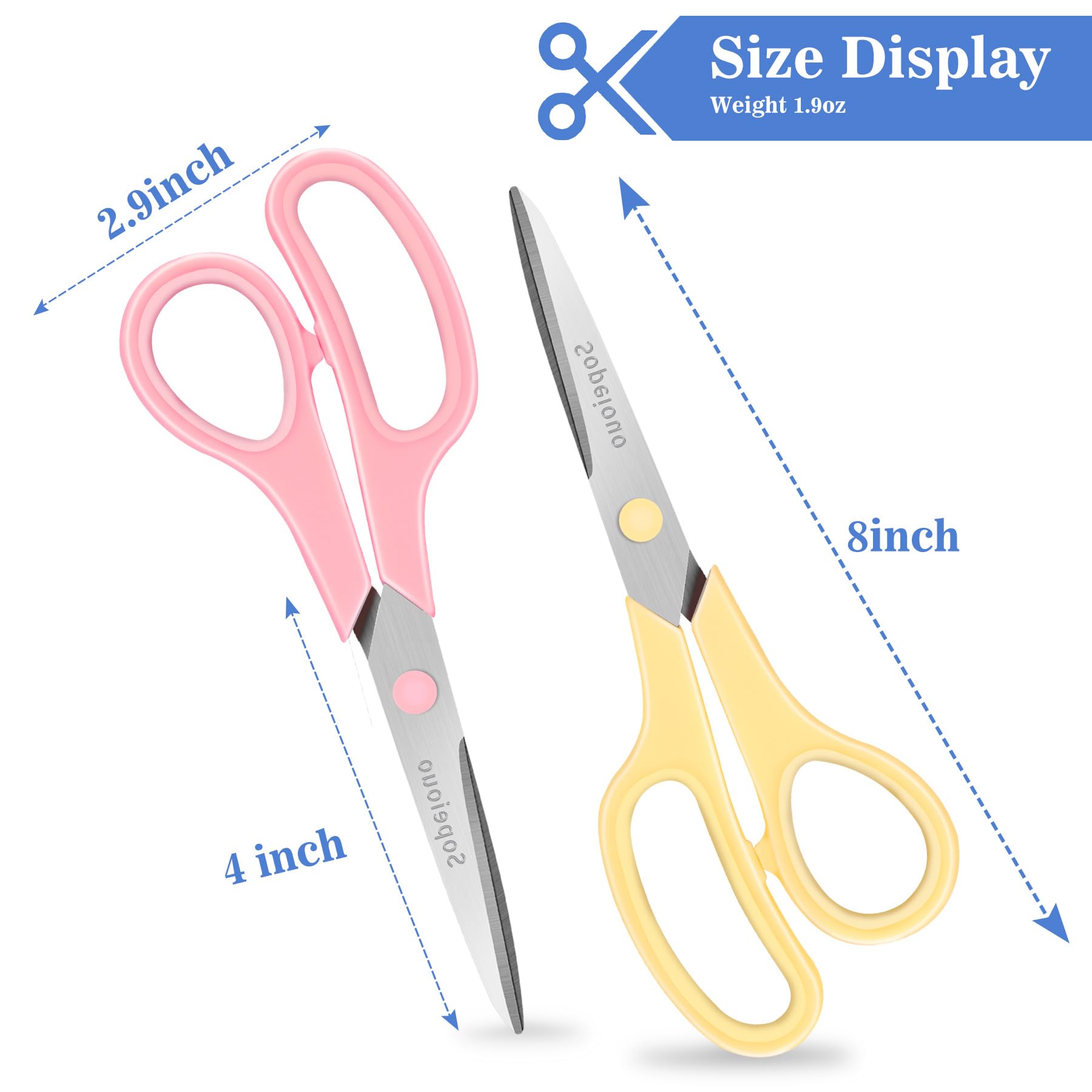 Snapklik.com : Scissors Set Of 6-Pack, 8" Scissors All Purpose Comfort ...