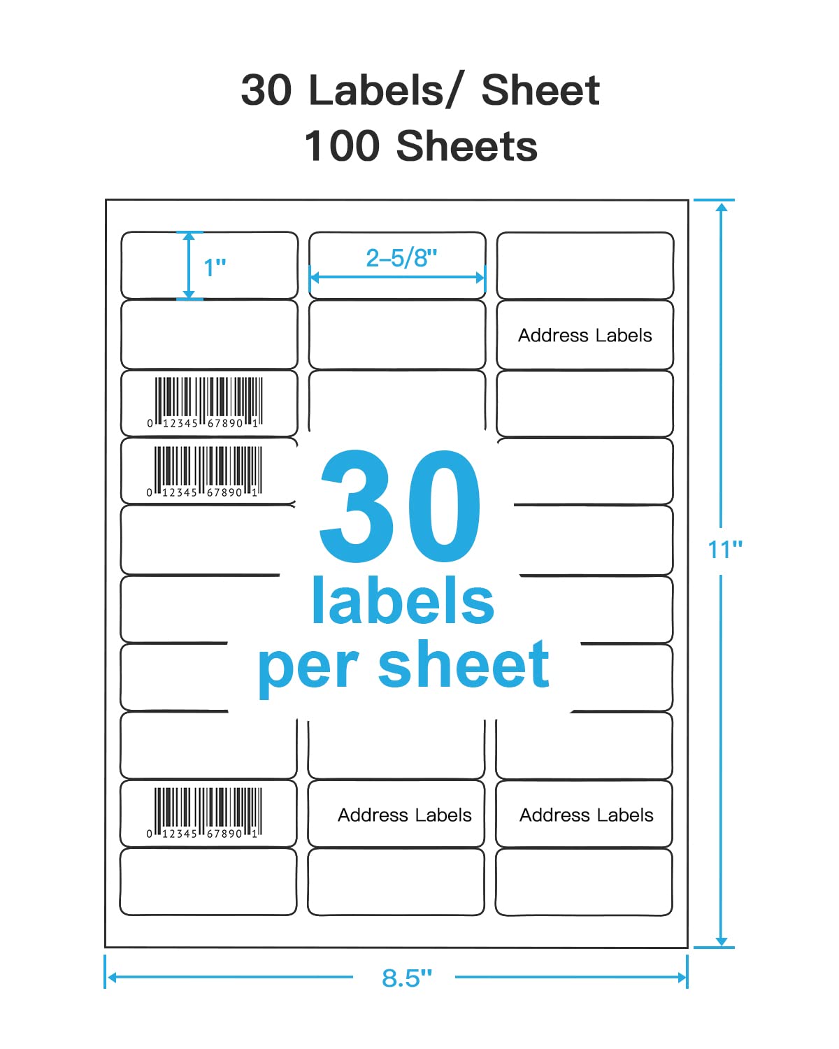 Snapklik.com : Shipping Address Labels, 1" X 2-5/8" Address Labels For ...